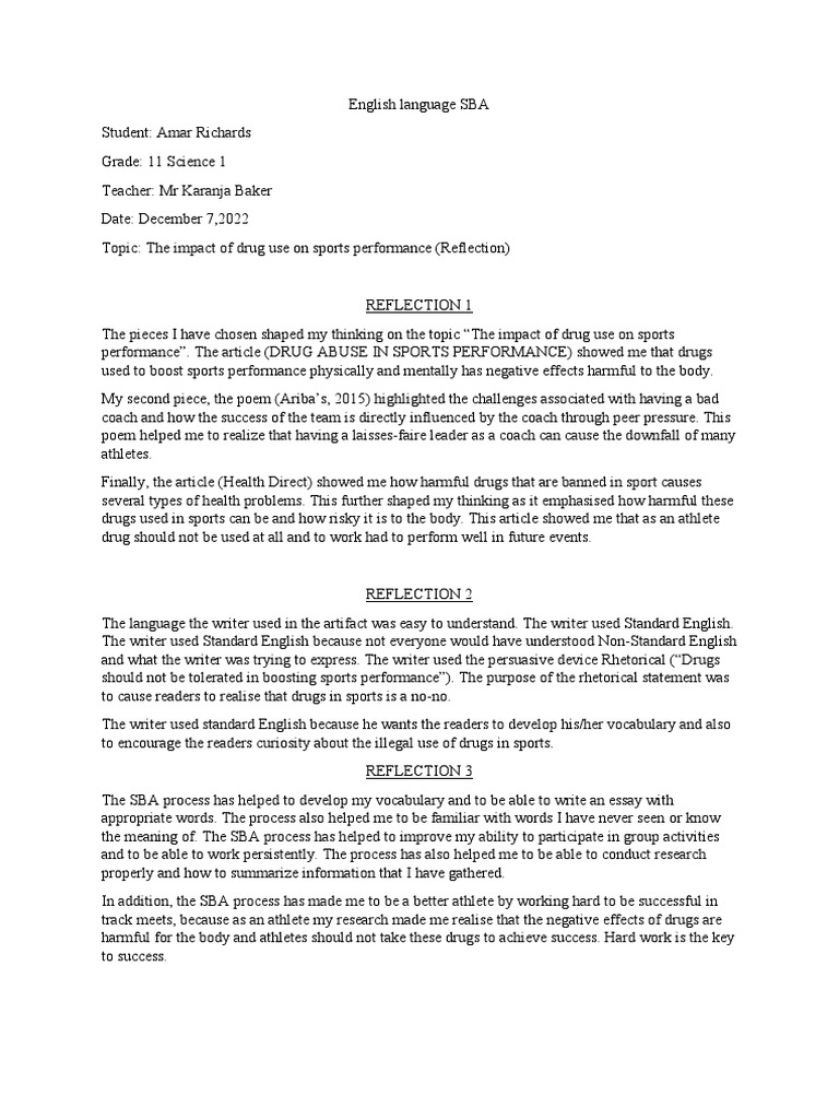 English Language SBA | PDF | English Language | Substance Abuse