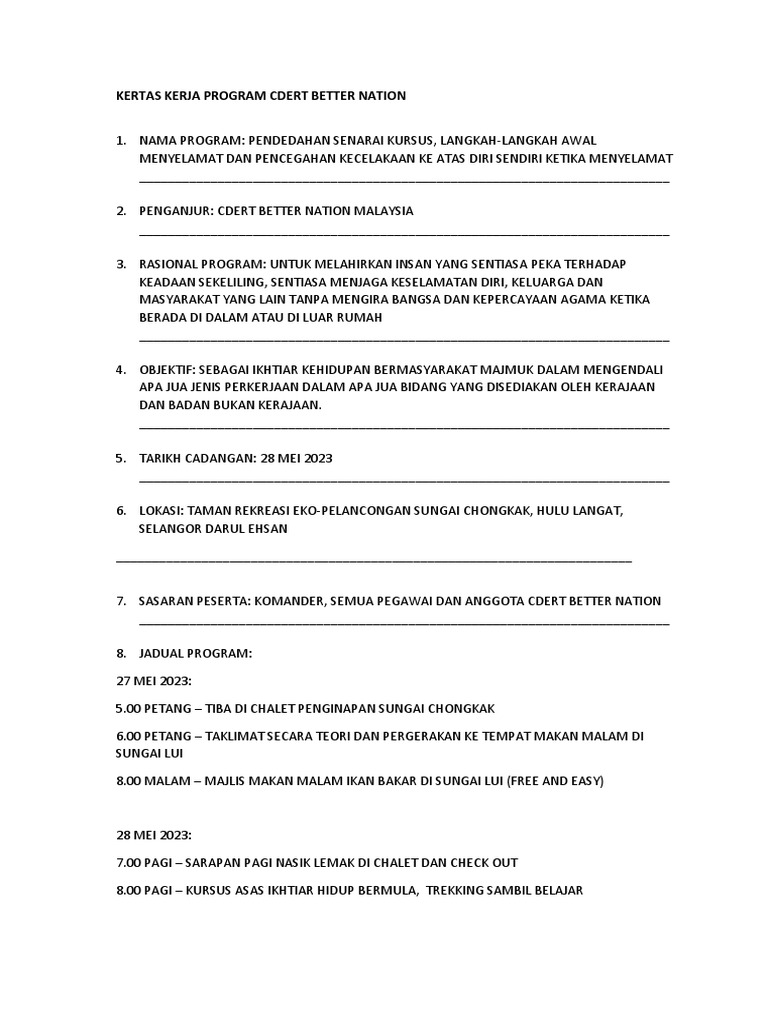Template Kertas Kerja Cadangan Program | PDF
