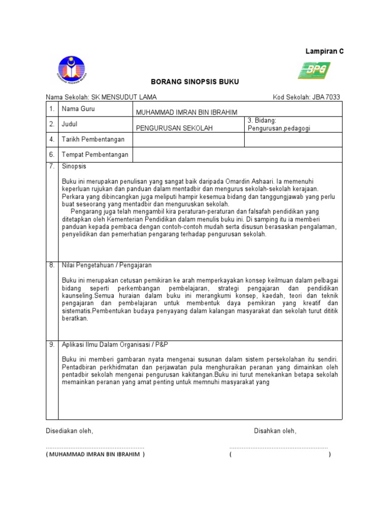 Sinopsis Buku Panduan Pengurusan Sekolah | PDF