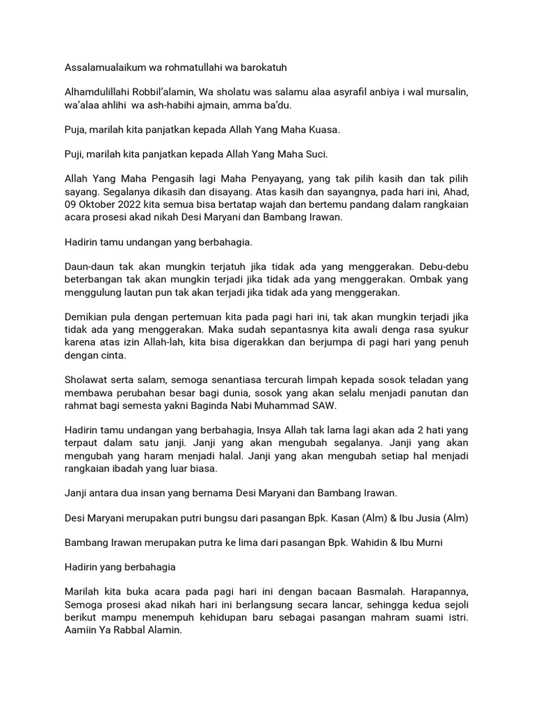 Teks MC Akad Nikah | PDF