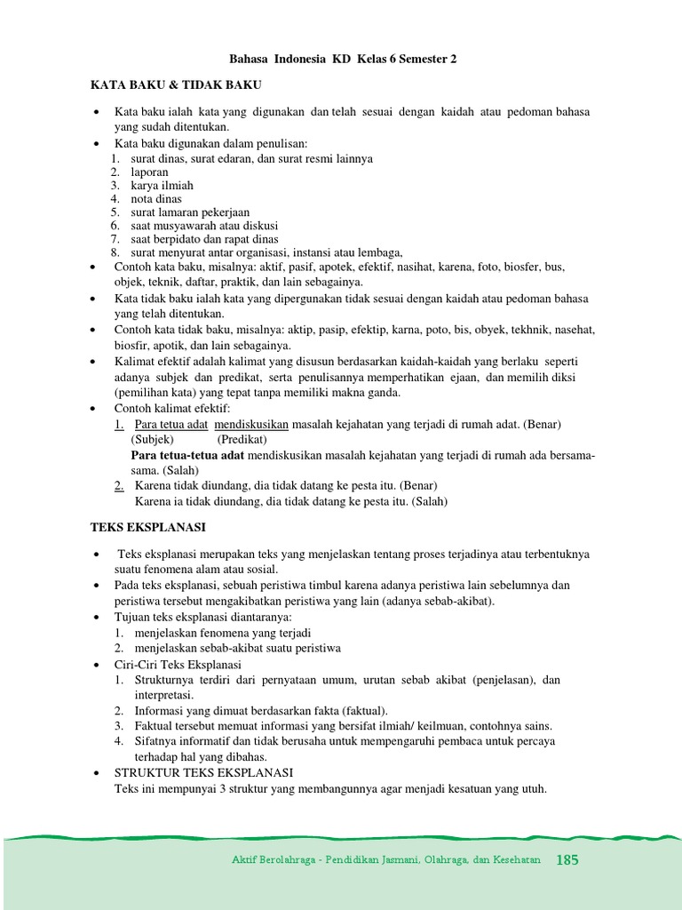 Bahasa Indonesia Kelas 6 Semester 2 Pdf