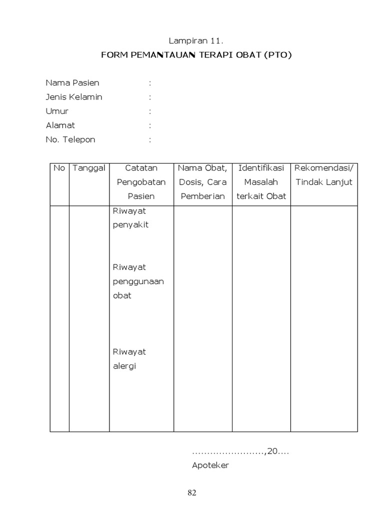 Formulir Pemantauan Terapi Obat | PDF
