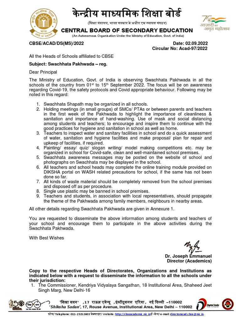 97 Circular 2022 | PDF | Hygiene | Wash
