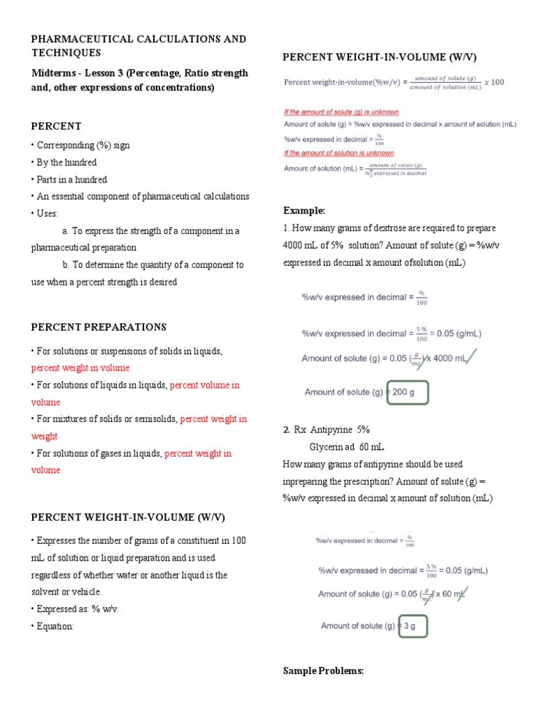PHCL Midterms - Lesson 3 (Percentage, Ratio Strength And, Other ...