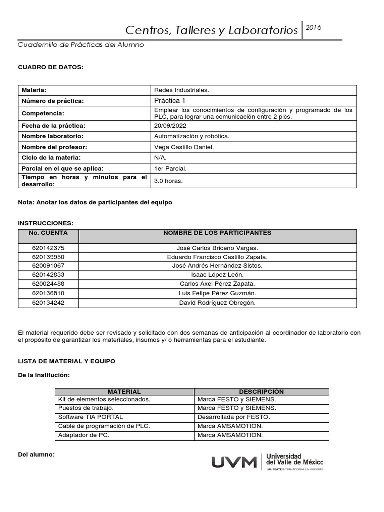 Práctica 1 Redes Industriales | PDF | Controlador lógico programable ...