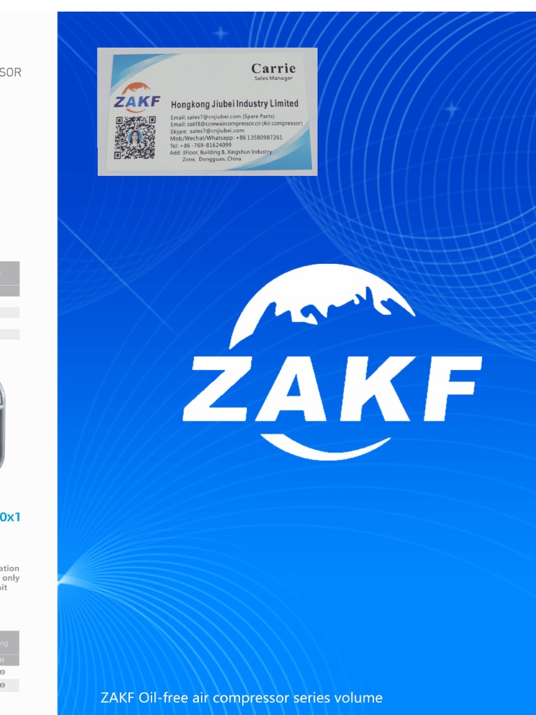 Zakf Oil Free Piston Compresor | PDF
