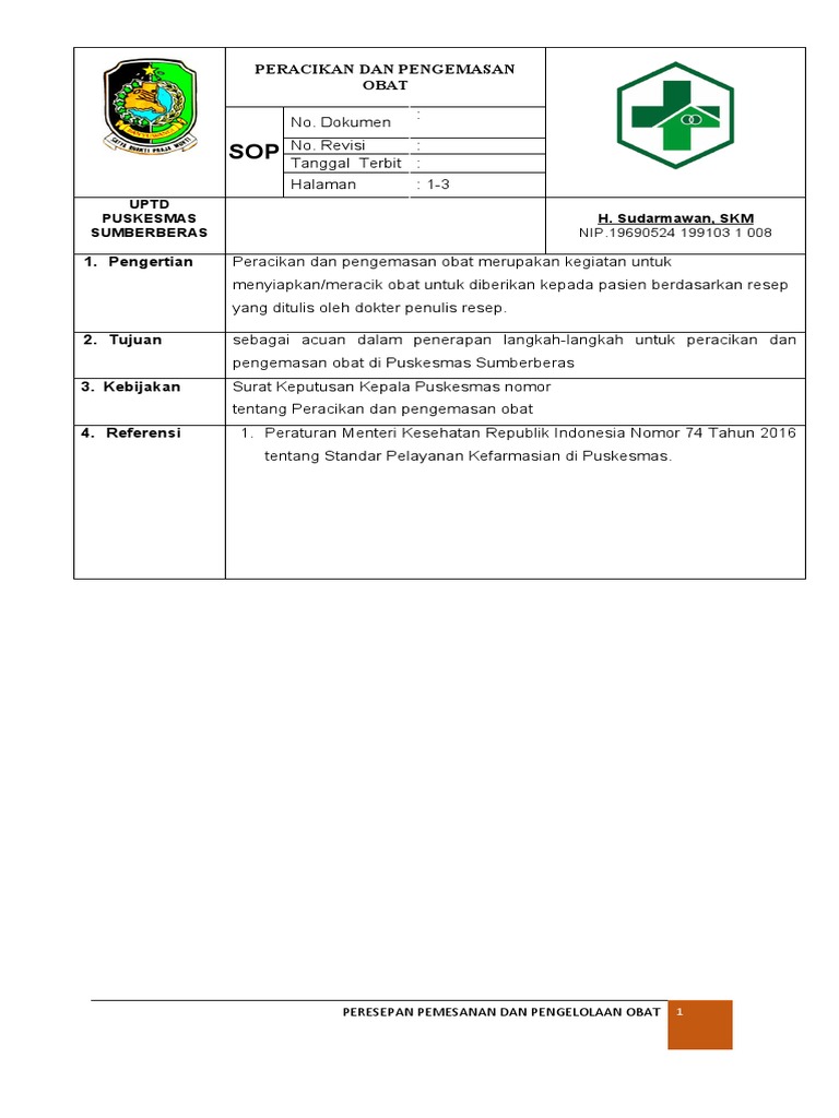 SOP Peracikan Dan Pengemasan | PDF