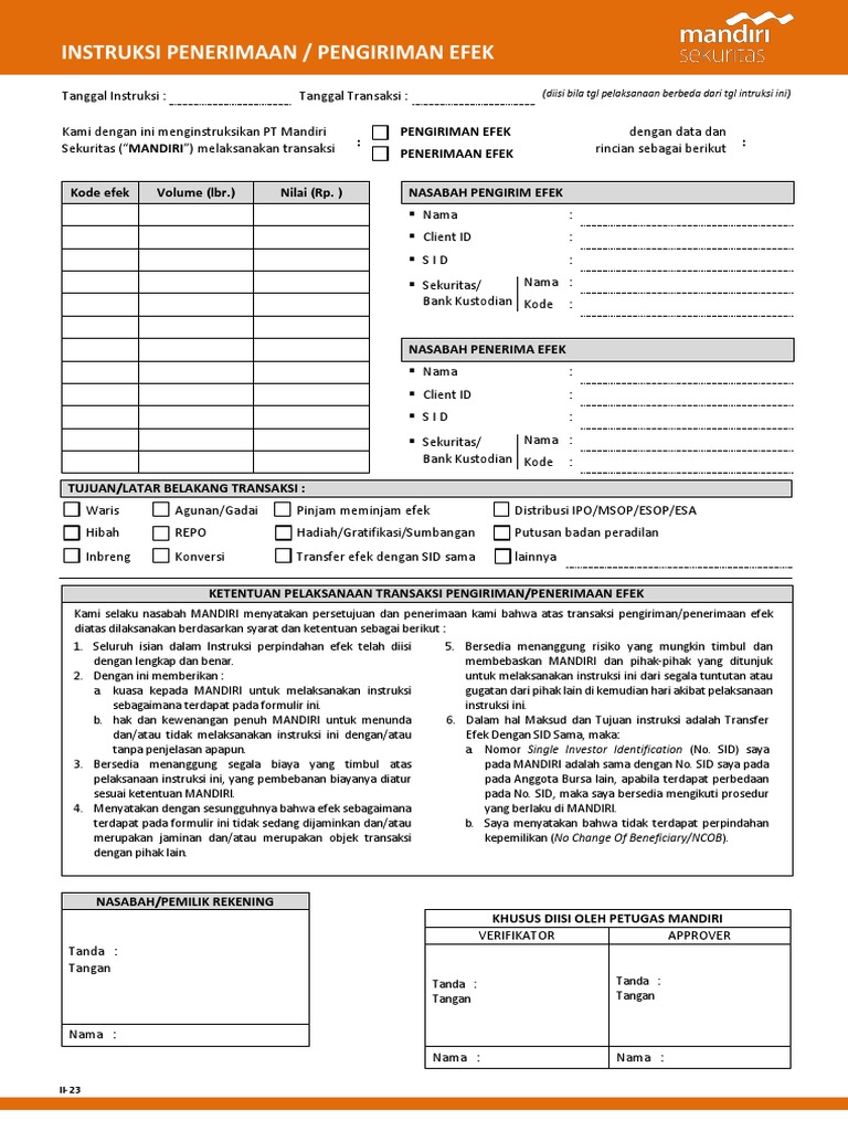 Form-Baru Kirim-Terima Efek - II-23 - Fillable | PDF