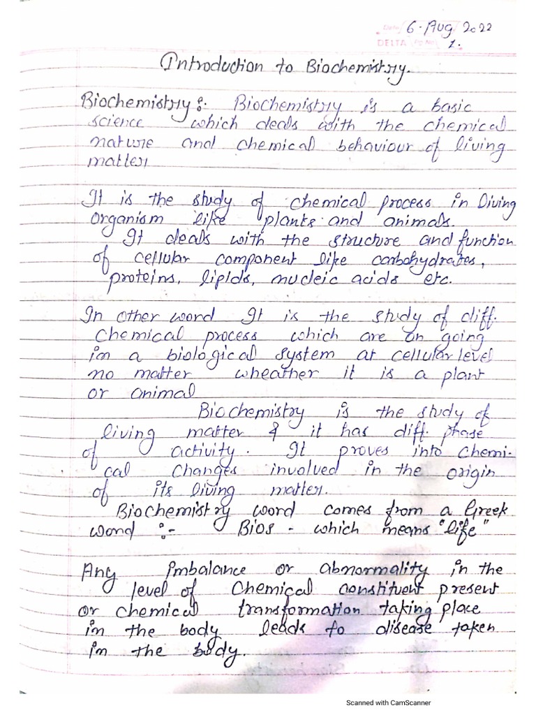 Handwriting Notes Biochemistry | PDF