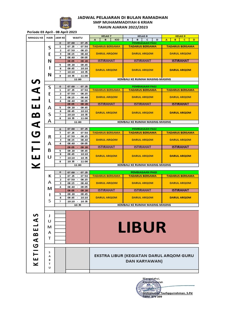 Jadwal Blok Minggu 13 | PDF