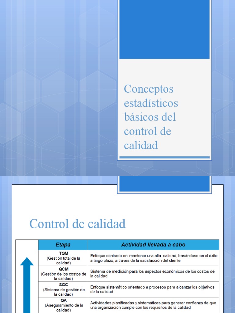 Conceptos Estadísticos Básicos Del Control de Calidad - P1 | PDF