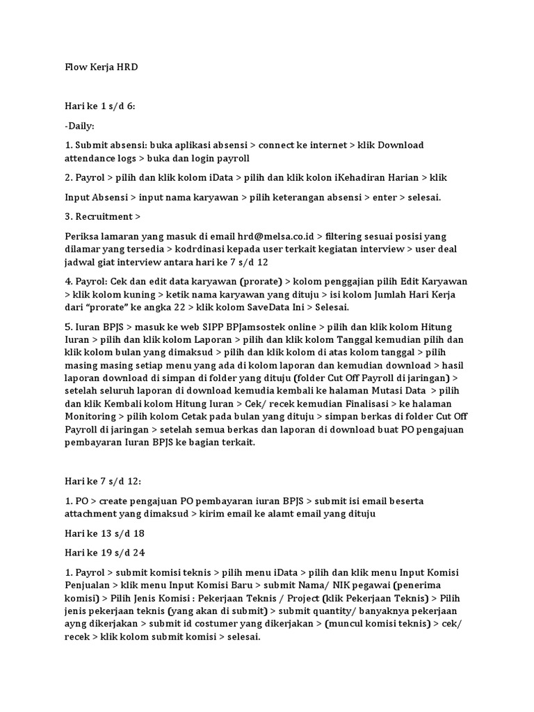 Flow Kerja HRD | PDF