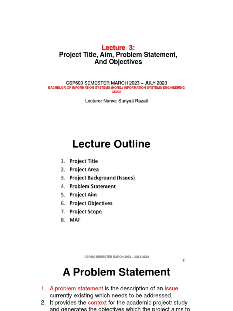 CSP600 Problem Statement Guidelines | PDF