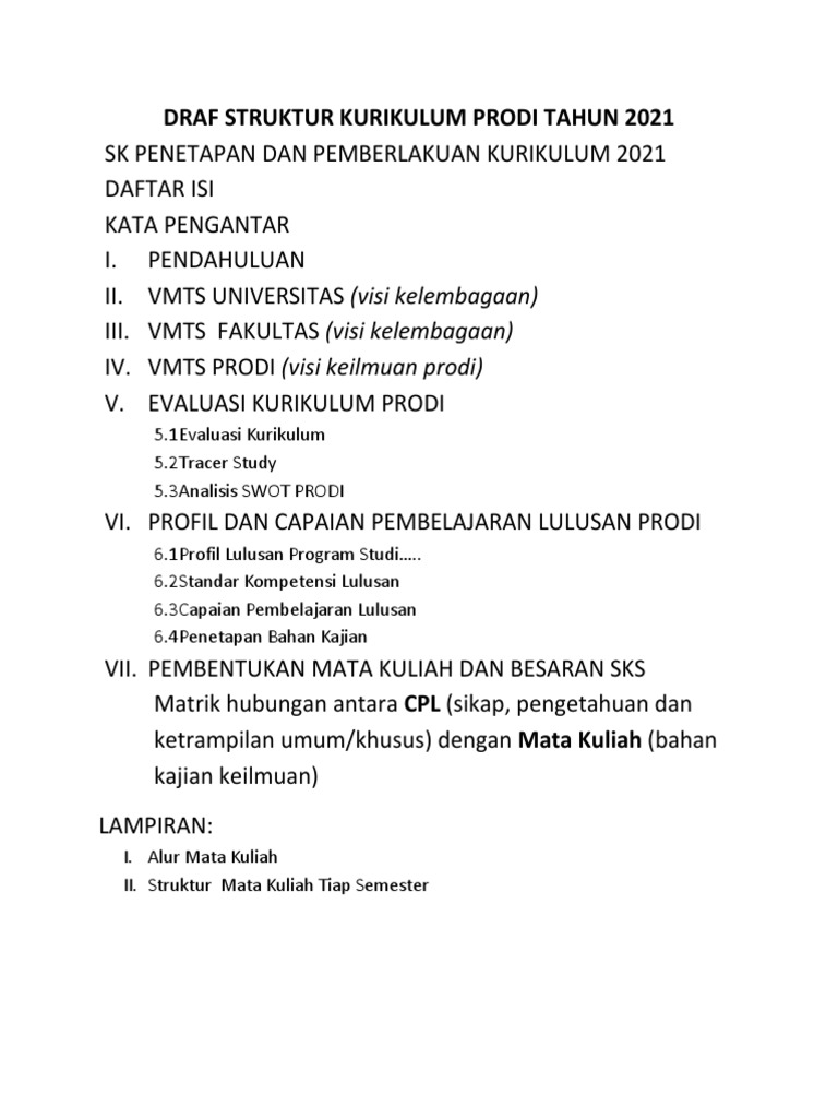 1.template Struktur Kurikulum Prodi | PDF
