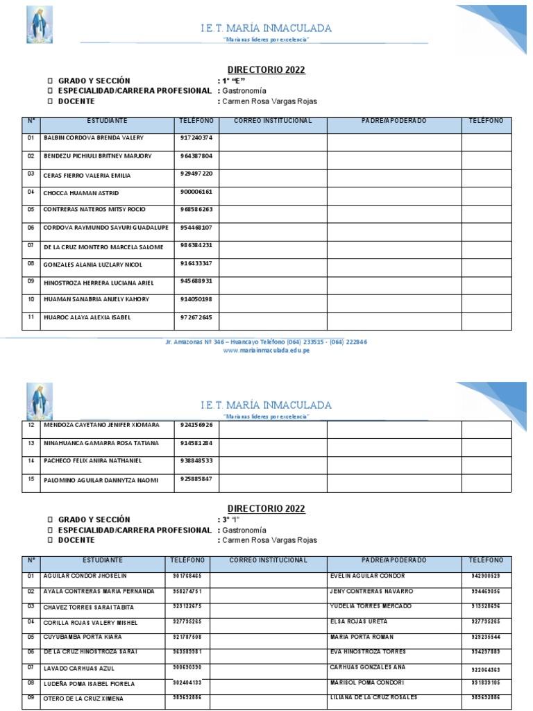 Directorio de Estudiantes | PDF