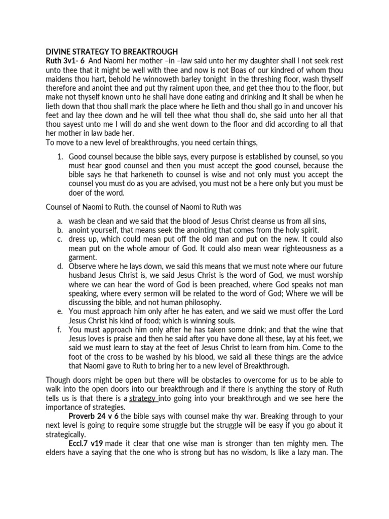 DIVINE STRATEGY TO BREAKTROUGH TO THE NEXT LEVEL | PDF | Jesus ...