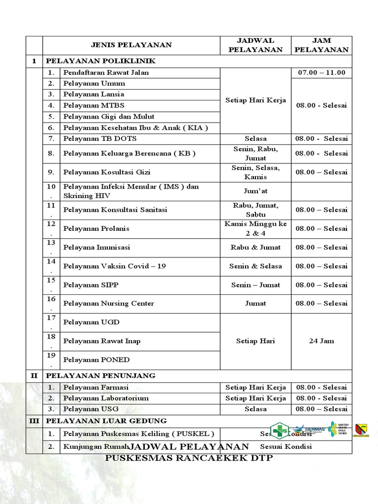 Jadwal Pelayanan | PDF