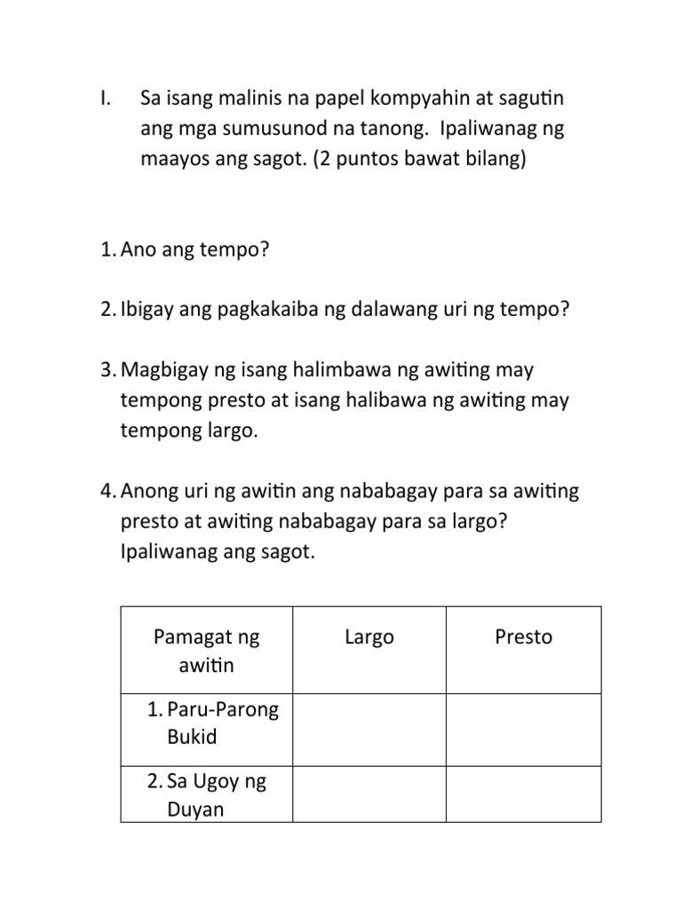 Mapeh Quiz | PDF