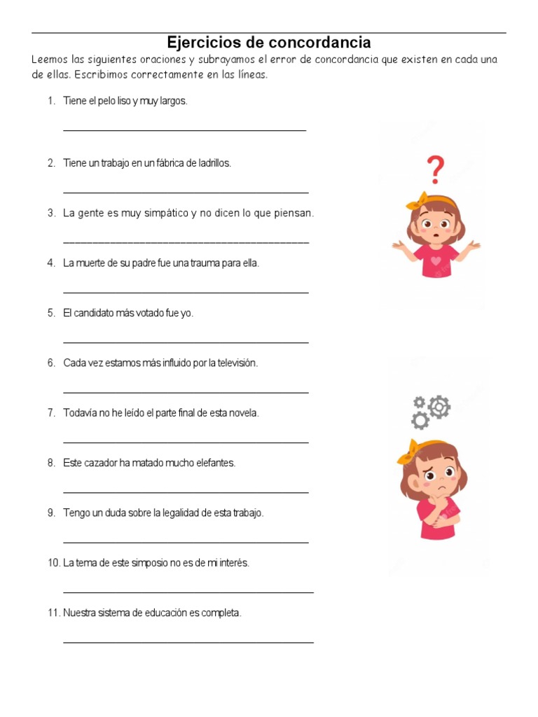 Ejercicios de Concordancia | PDF