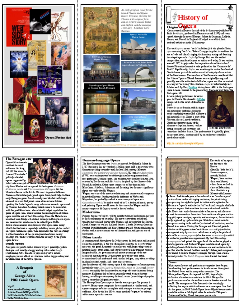 History of Opera Handout | PDF | Opera | Classical Music