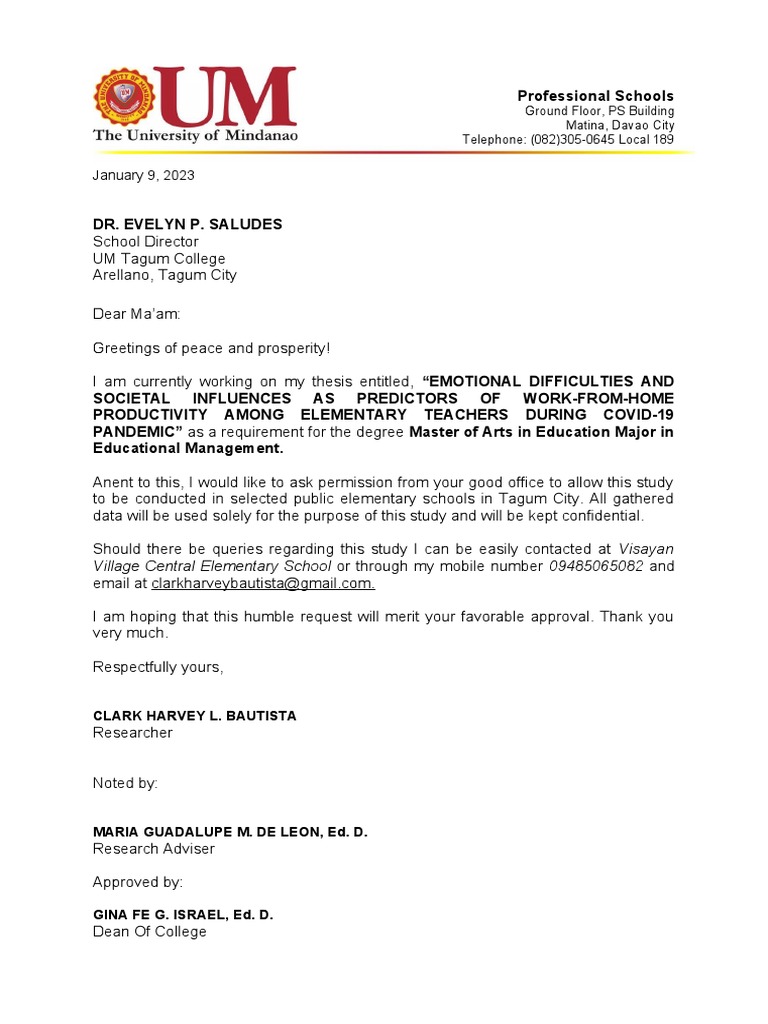 Letters To Conduct Study BAUTISTA | PDF | Academic Degree | Vocational Education