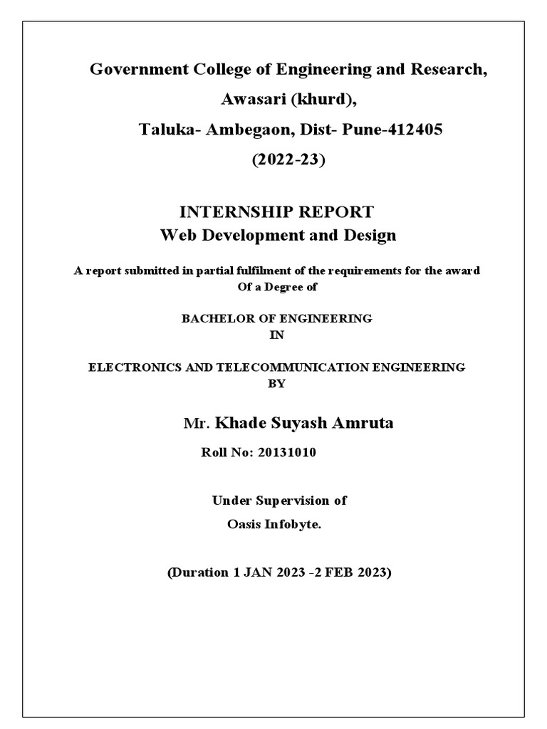Internship Report | PDF