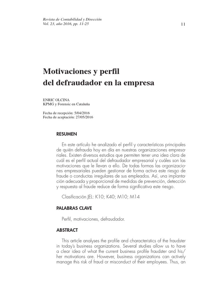 Motivaciones y Perfil Del Defraudador en La Empresa | PDF | Auditoría ...