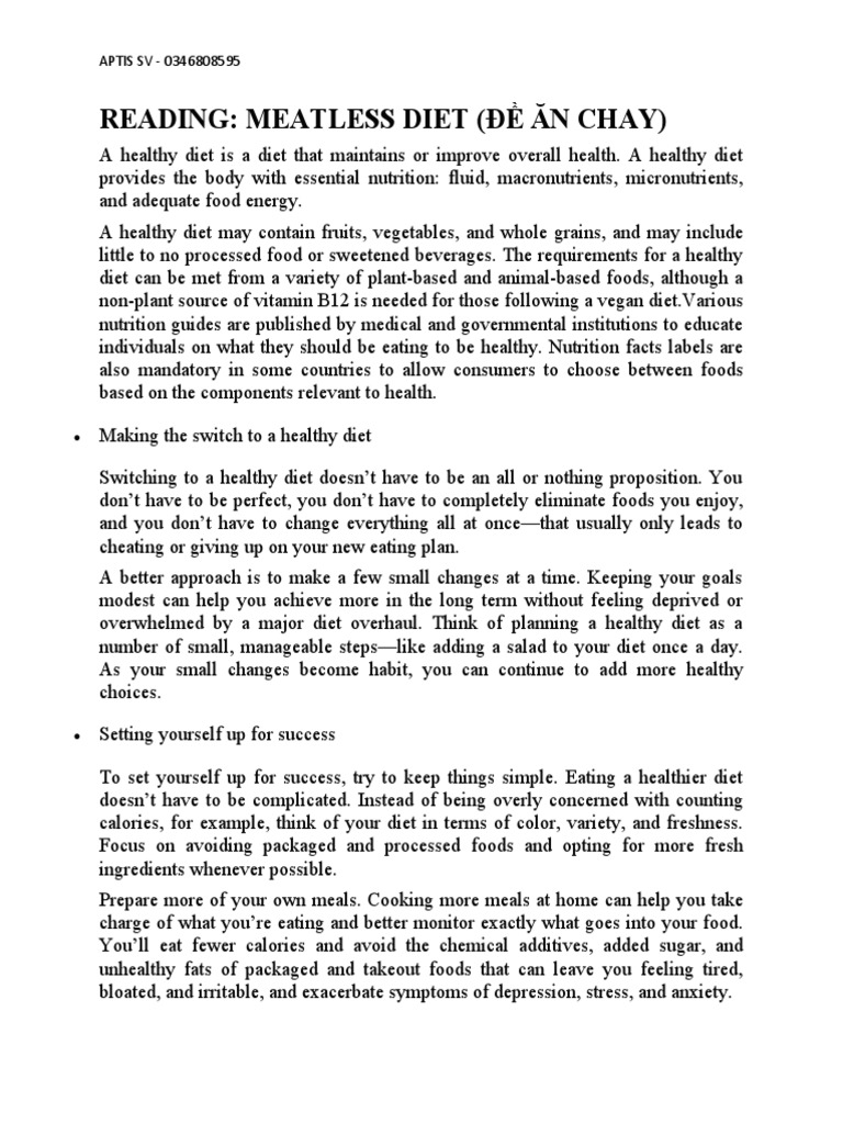 Reading Meatless Diet | PDF | Healthy Diet | Diet (Nutrition)