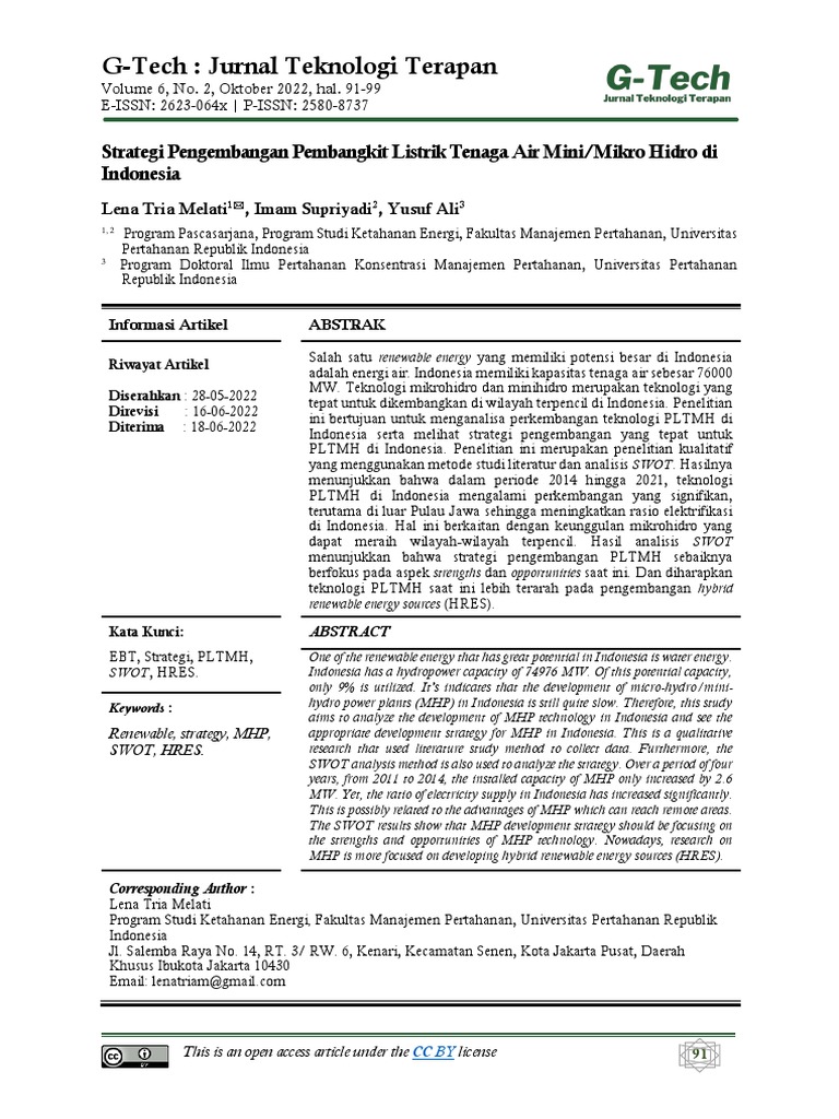 G-Tech: Jurnal Teknologi Terapan: Strategi Pengembangan Pembangkit ...