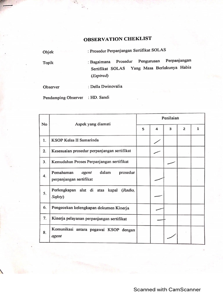 Observasi Checklist | PDF