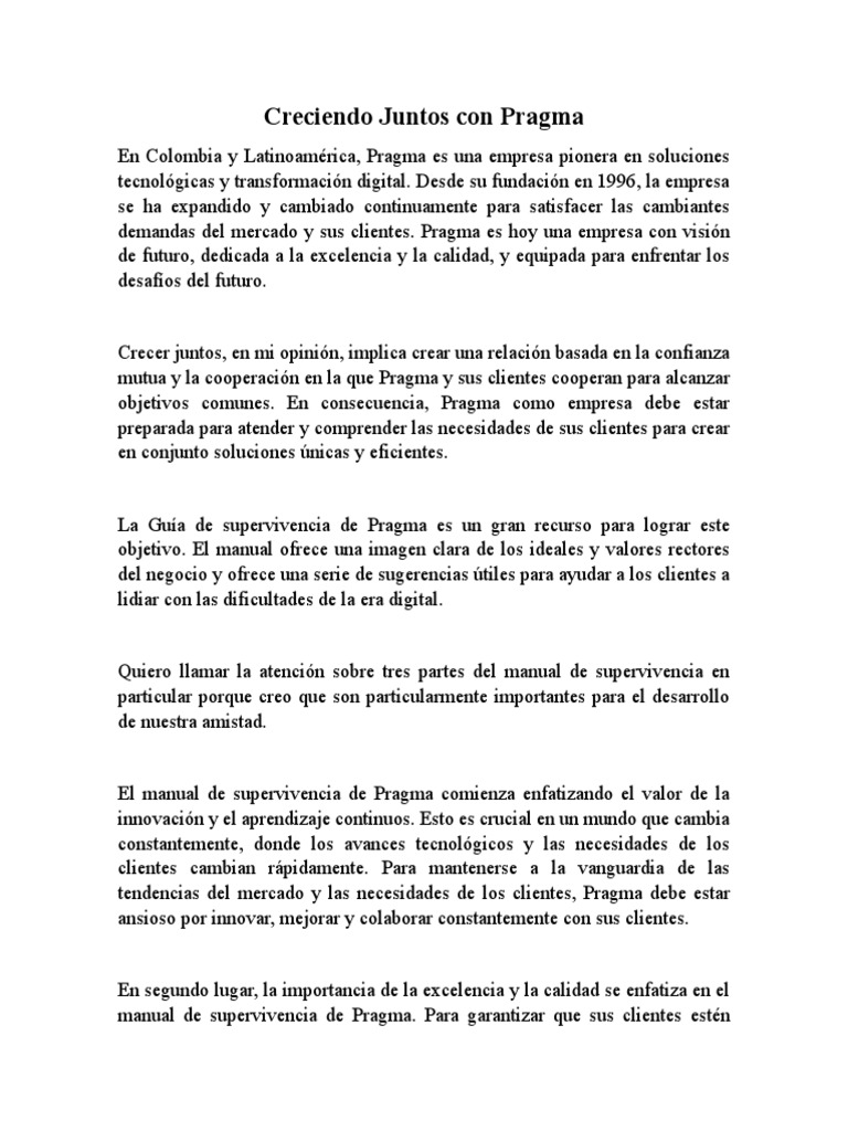 Creciendo Juntos Con Pragma | PDF