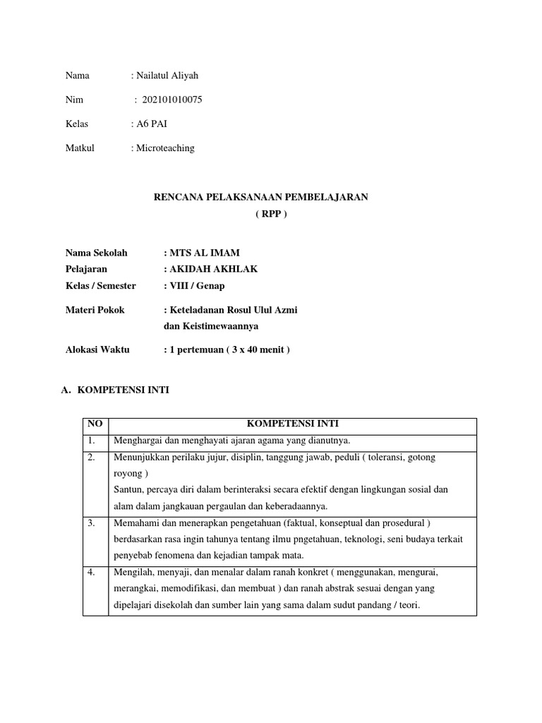 RPP Microteaching (MTS) | PDF