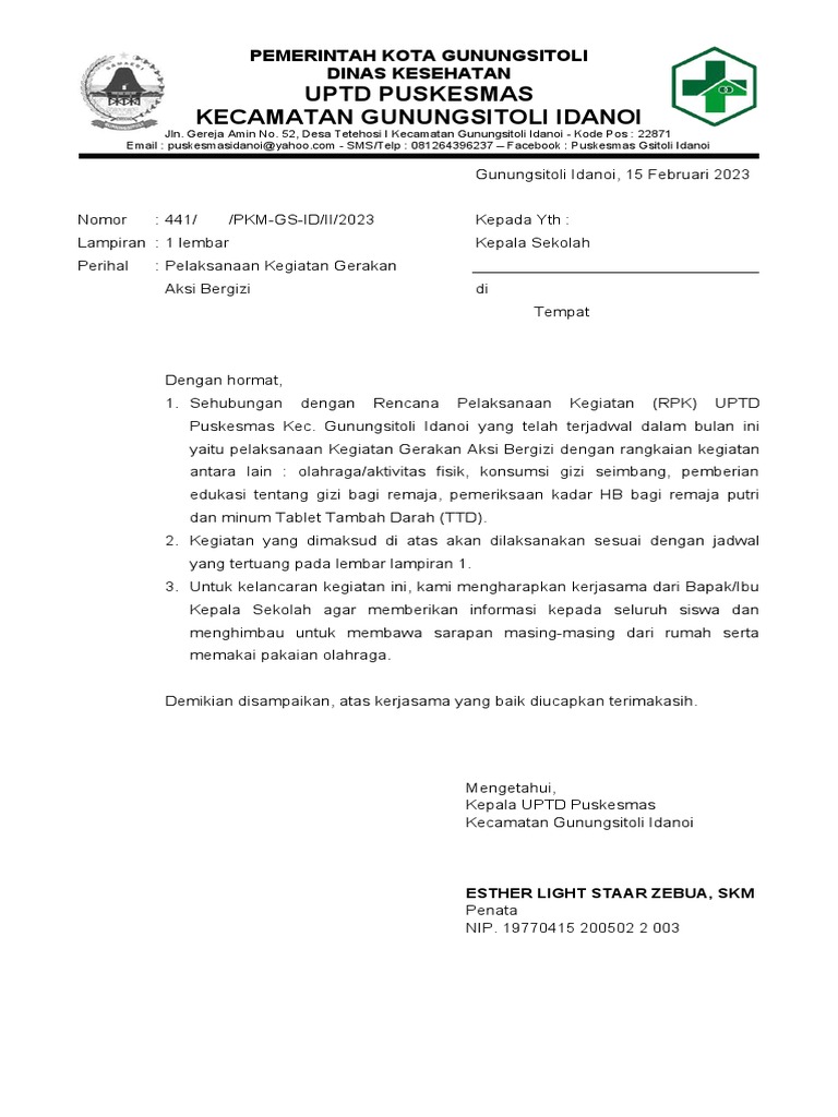Surat Pemberitahuan Kegiatan | PDF