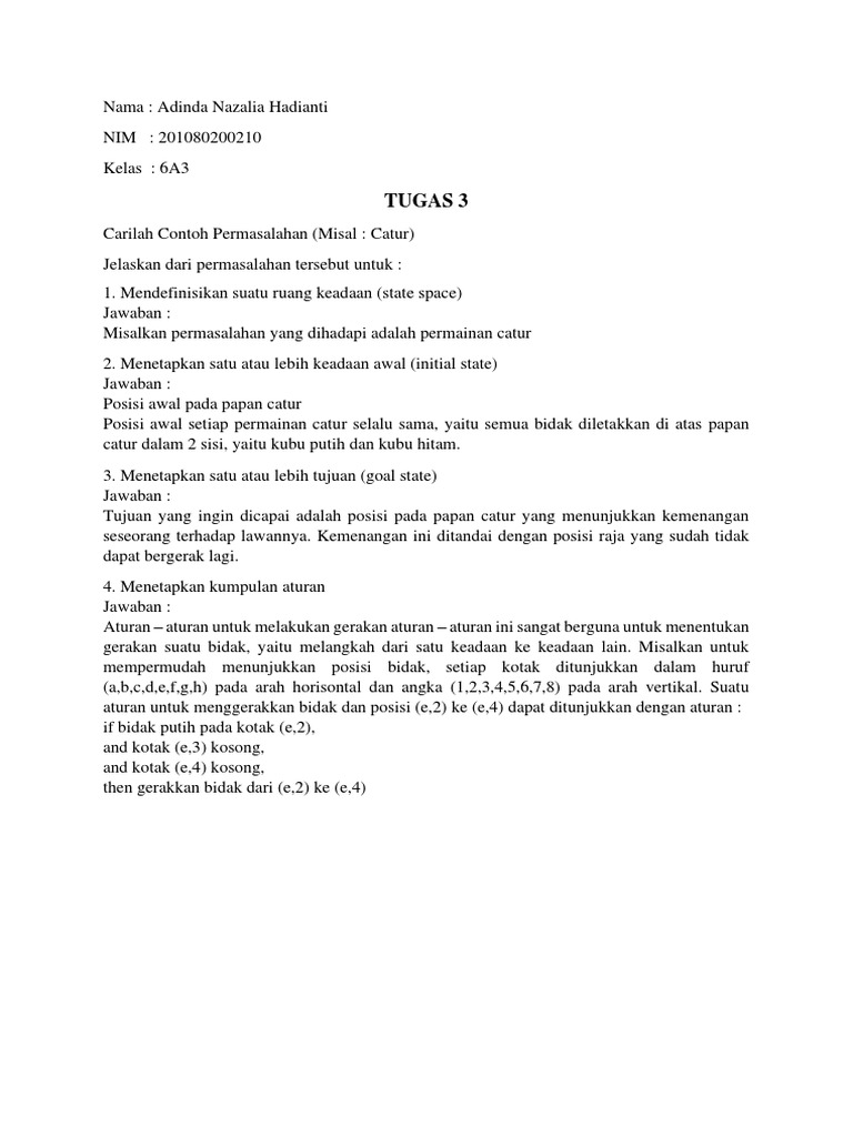 6a3 201080200210 Adinda Nazalia Hadianti Kecerdasan Buatan Pertemuan 3 | PDF