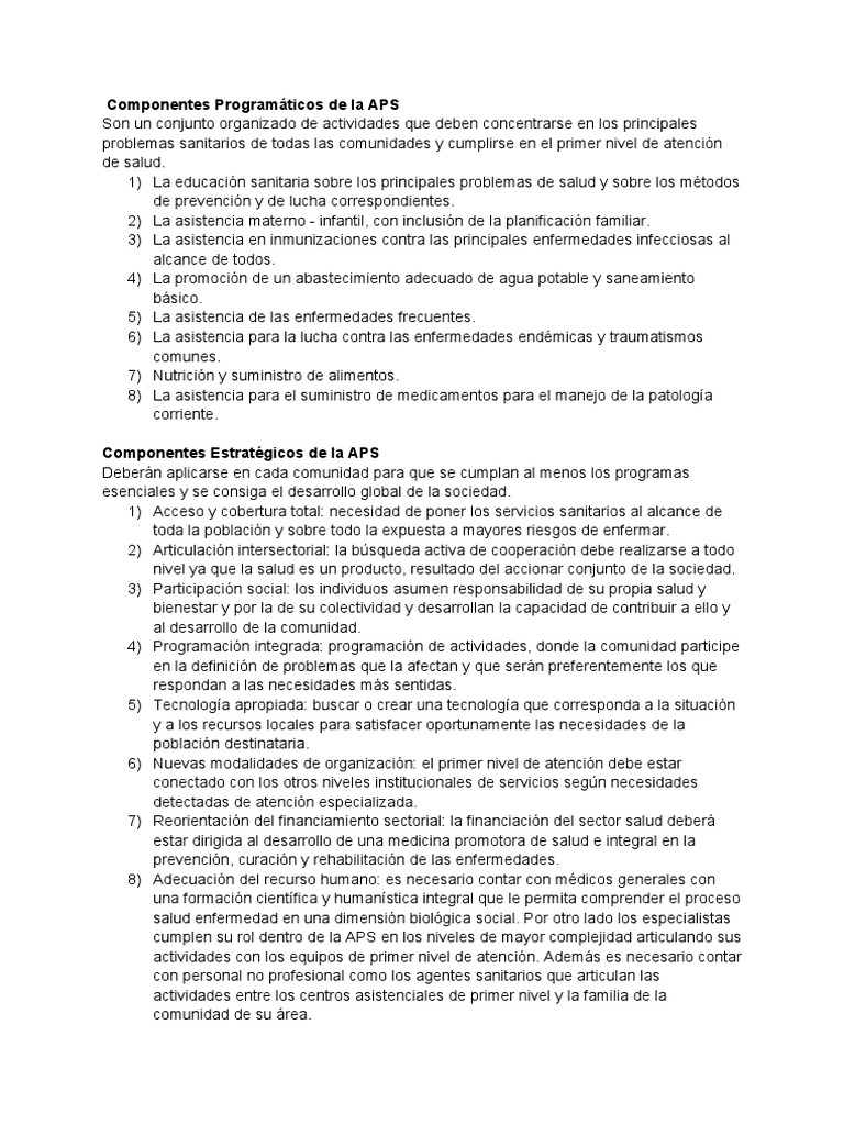 Componentes Programáticos y Estratégicos de La APS | PDF