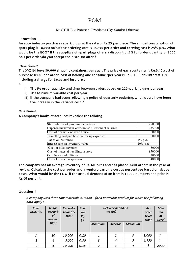 Inventory Practicals | PDF