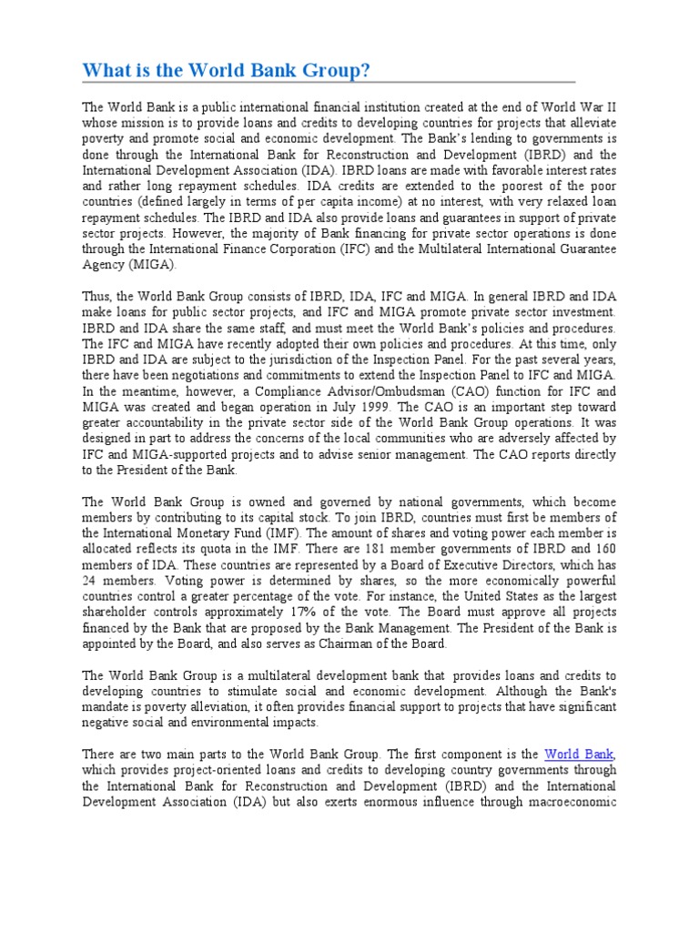 What Is The World Bank Group | PDF | World Bank Group | International ...