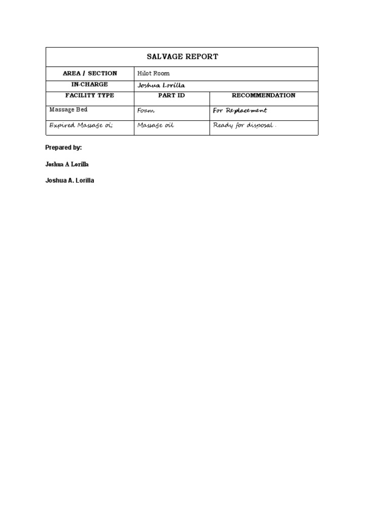 Salvage Report For Hilot | PDF Salvage Report For Hilot | PDF