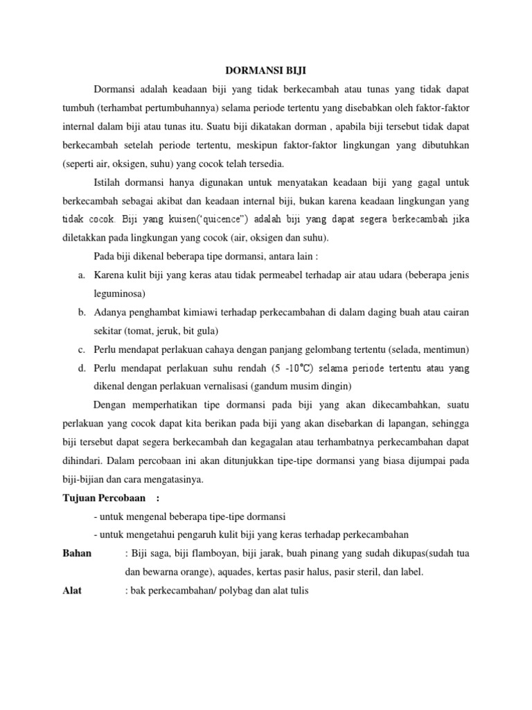 Penuntun Dormansi Biji | PDF