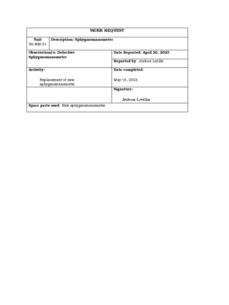 Work Request For Hilot | PDF