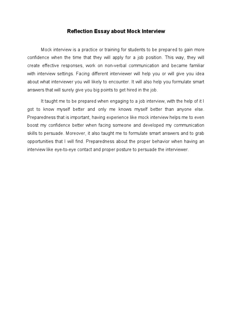 Reflection Essay About Mock Interview | PDF