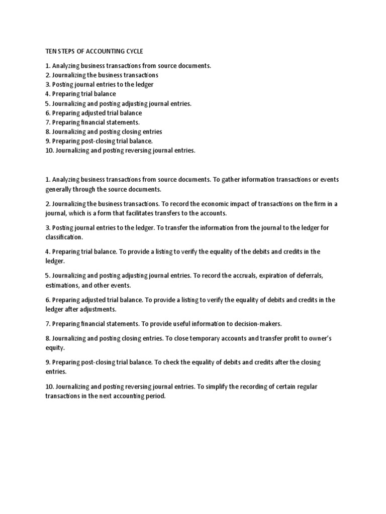 Ten Steps of Accounting Cycle | PDF