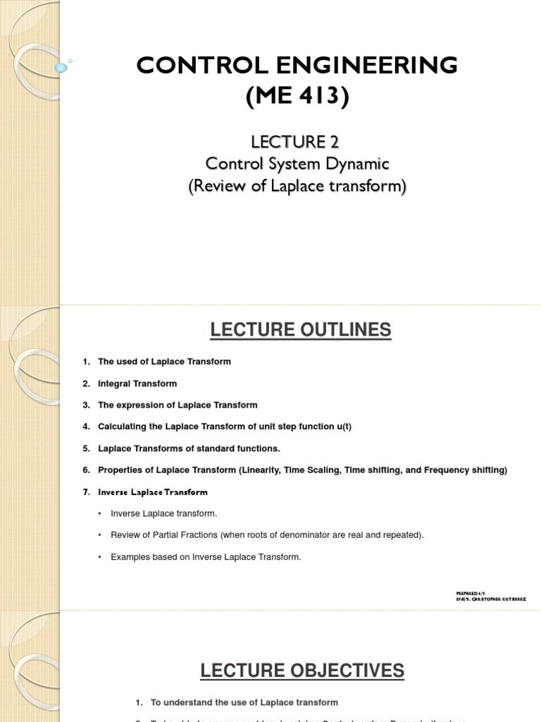 LECTURE 2 ME 413 Review of Laplace Transform PART2 | PDF LECTURE 2 ME 413 Review of Laplace Transform PART2 | PDF