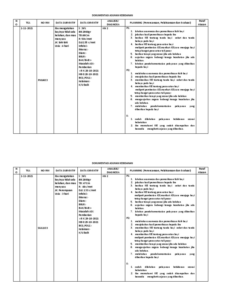 Dokumentasi SOAP Neonatus BBL | PDF