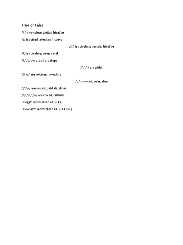 Phonetics: True or False Statements | PDF | Foreign Language Studies
