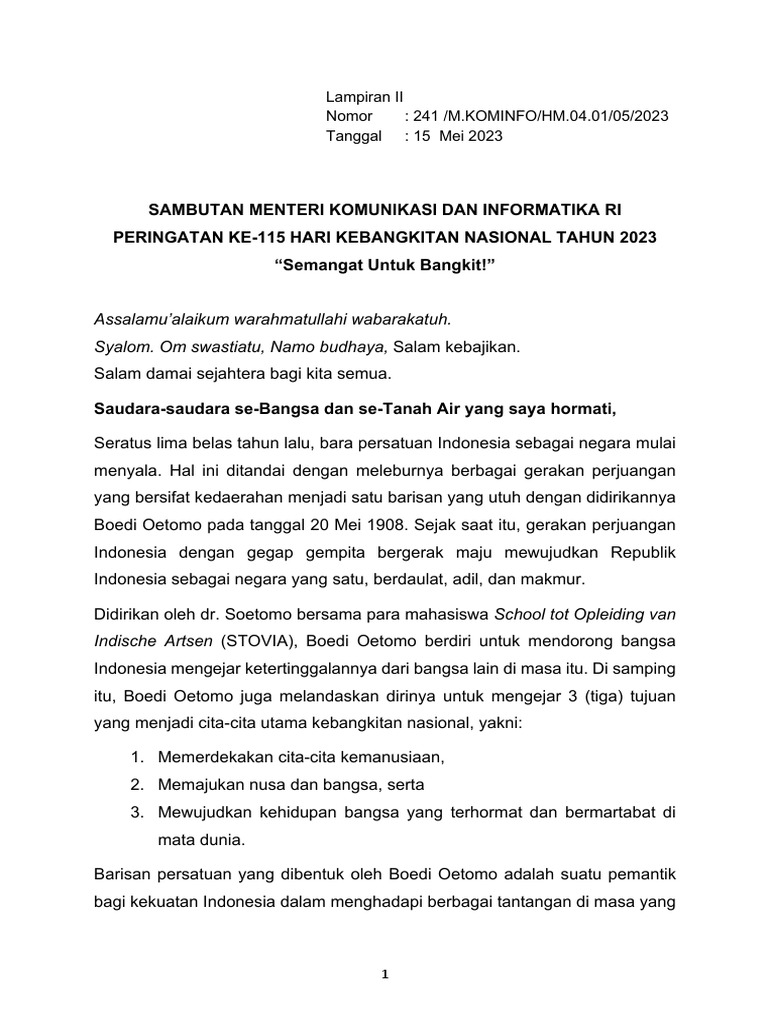 Pidato Hari Kebangkitan Nasional | PDF | Ilmu Sosial