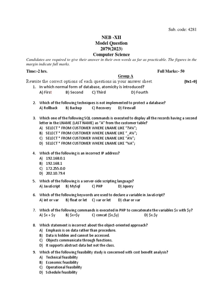 Computer Science Pdf Object Oriented Programming Databases