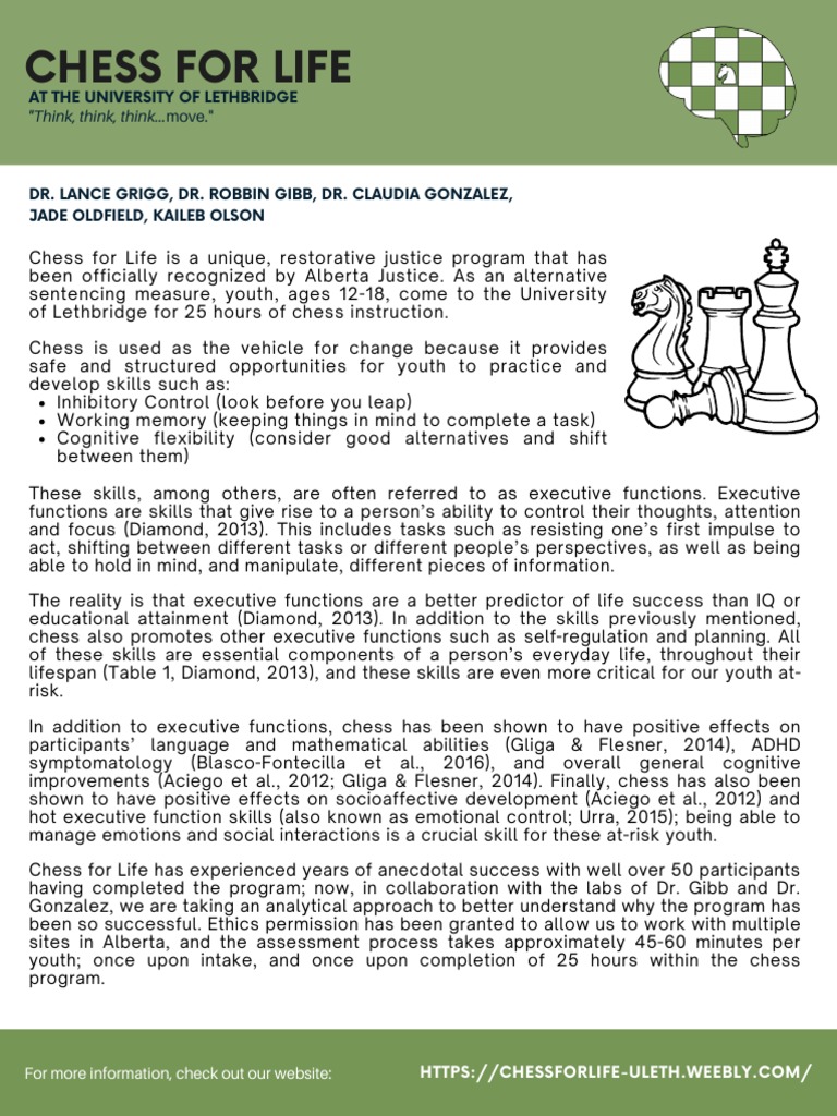 Chess For Life Uleth - One Pager | PDF | Science & Mathematics