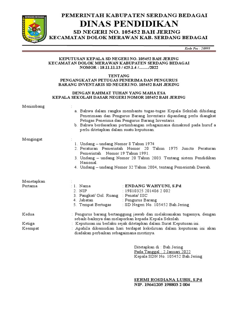 105452-SK PENGURUS BARANG 2022 | PDF