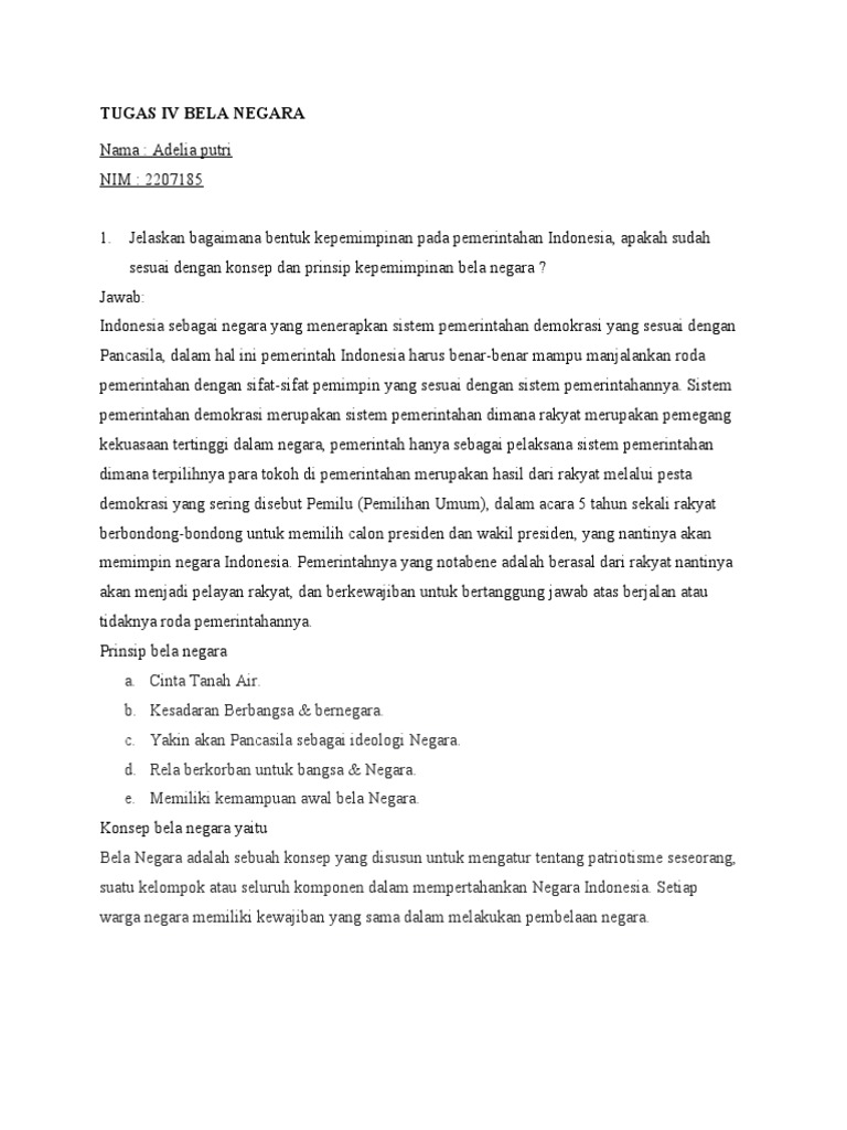 Tugas IV Bela Negara Adelia Putri | PDF
